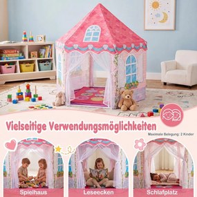 Costway Dětský stan v designu princeznovského hradu pro děti od 3. se závěsy