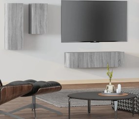 vidaXL 4dílný set TV skříněk kompozitní dřevo [3078731] Barva: Černá