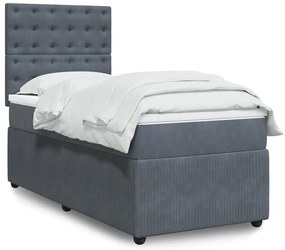 Box spring postel s matrací tmavě šedá 90x200 cm samet 3294551