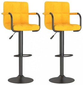 Barová židle 2 ks samet / kov Dekorhome Žlutá