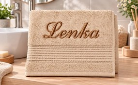 Bellatex Froté ručník proužek s výšivkou jména 50x100 cm Béžová