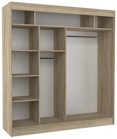 Šatní skříň s posuvnými dveřmi Karen - 200 cm Barva: dub Sonoma