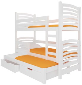 Patrová postel pro tři osoby s matracemi SORIA Hlavní barva: Bílá, Další barva: Šedá