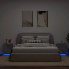 vidaXL Noční stolky LED osvětlení 2 ks betonově šedé kompozitní dřevo