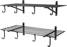 Dvoupatrový vysoce odolný nástěnný regál do garáže, 61 × 122 cm ocelový nástěnný regál s háčky VEVOR