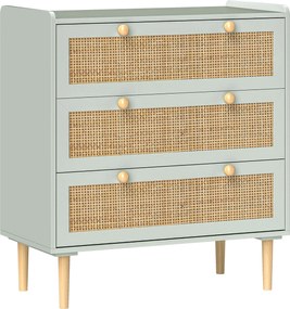 HOMCOM Komoda se třemi šuplíky a pracovní deskou v boho stylu pro obývací pokoj, ložnici a chodbu 80 x 40 x 87,5 cm Zelená | Aosom