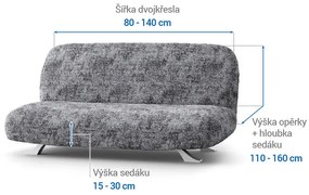 Bielastické potahy MARMO šedé dvojkřeslo s dřevěnými rukojeťmi (š. 80 -140 cm)