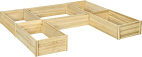 Outsunny Sada 5 modulárních dřevěných vyvýšených záhonů pro venkovní použití, předem olejovaný smrk, rozměry 230D x 230Š x 28V cm přírodní dřevo