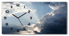 Wallmuralia Skleněné hodiny na stěnu Mraky na nebi 60x30 cm