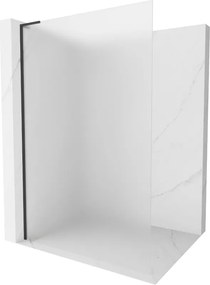 Mexen Kioto L, sprchová zástěna Walk-In 110 x 200 cm, 8mm sklo námraza, černý profil, 800-110-103-70-30