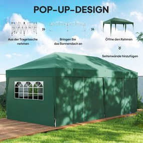 Pavilon cca 6x3m Stáj Odolný proti zimě Pop-up skládací pavilon s oknem Dveře na zip Boční díly UV ochrana