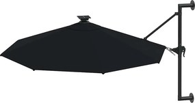 Nástěnný zahradní slunečník s LED 300 cm černý 312528