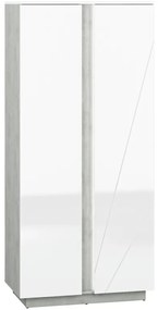 MAXIVA Šatní skříň - LUMENS 01, beton/lesklá bílá