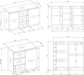Sada 2ks komod Costa 200 cm kašmír