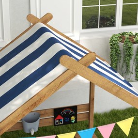 Pískoviště s ochranou proti slunečnímu záření, design domečku na hraní, se sadou hraček, opracované masivní dřevo, 124 x 116 x 146 cm, hnědá barva