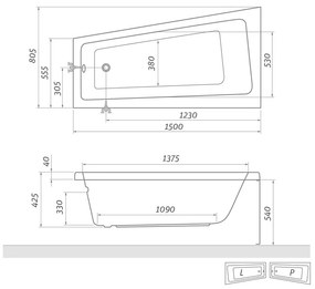 EVA SIDE panel 1500 x 540 Levá Panel čelní /150 (L) 9780001