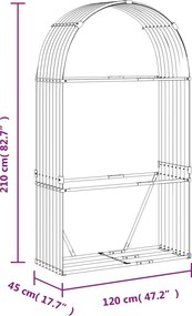 vidaXL Stojan na dřevo 120 x 45 x 210 cm pozinkovaná ocel [364572] Barva: Hnědá