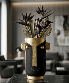 Váza Tribal 40 cm černá/zlatá