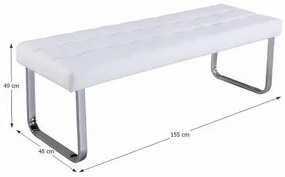 Praktická bílá lavice BRAND, ekokůže, chrom