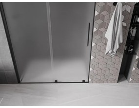 Mexen Velar, posuvné sprchové dveře do otvoru 130 cm, 8mm sklo námraza, černá matná, 871-130-000-31-70