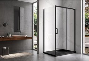 BPS-koupelny Obdélníkový sprchový kout KZ104B BL 110x90 černý/transparent + vanička ST04B BL černá