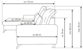 Rohová sedačka rozkládací Alta levý roh ÚP zelená