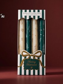 Sinsay - Sada vánočních stolních svíček s potiskem vánočních stromků 4 pack - zelená