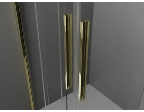 Mexen Velar Duo, sprchový kout s posuvnými dveřmi 90(dveře) x 80(dveře) cm, 8mm čiré sklo, zlatý lesklý profil, 871-090-080-02-50