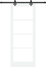 Posuvné dveře Bílá 83 x 211 cm Masivní borové dřevo a sklo 3332280