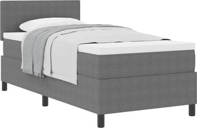 Postel s boxspringem s čelo Světle šedá a bílá 100 x 200 cm 3337499