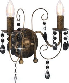 Nástěnná lampa s korálky černá patina 2 x žárovky E14 281591