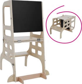 Montessori učící věž 3v1 s tabulí MONTI - přírodní