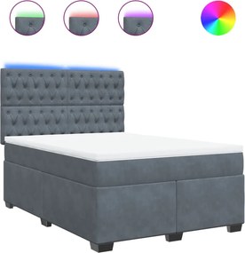 Box spring postel s matrací tmavě šedý 140 x 190 cm samet 3293213