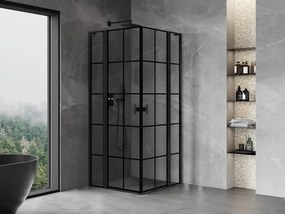 Mexen Mist L Duo sprchový kout s otevíracími dveřmi 120 x 120 cm, černá mřížka, černý - 8A4L-120L-120P-70-77
