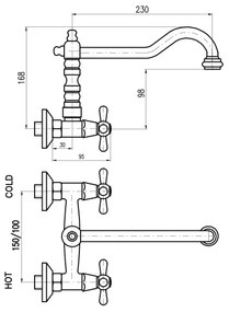RAV Slezák MK102.5/28SM - Umyvadlová/dřezová baterie MORAVA RETRO stará mosaz