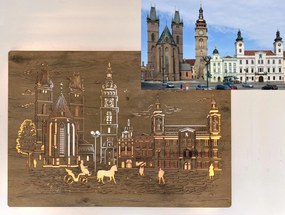 Li-Go "Hradec Králové" světelný obraz 230V 100x70 cm provedení povrchu: bříza
