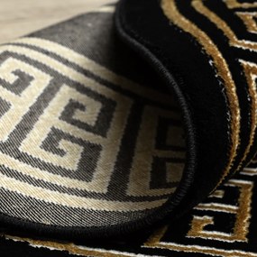 Dywany Łuszczów, Kusový koberec Allure 1968 black/gold kruh, 200x200 (průměr) kruh, černá, kancelář