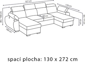 Sedací souprava PLAZA | 170x255x170 cm | rozkládací + 2x úložný prostor | VÝBĚR TKANIN