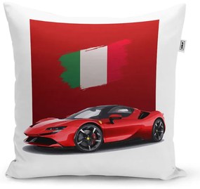 Sablio Polštář Ferrari Italská vlajka na červeném bloku - 60x60 cm