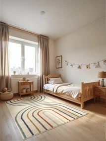 Hanse Home, Dětský koberec Adventures 106212 Cream Multicolor, 120x170, bílá, dětský pokoj