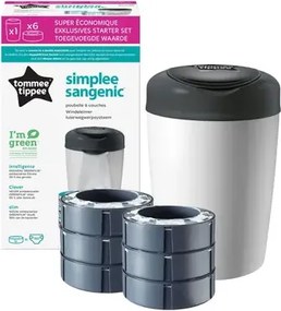 Tommee Tippee Výhodná sada Sangenic koš na pleny Simplee šedý + 6x kaz
