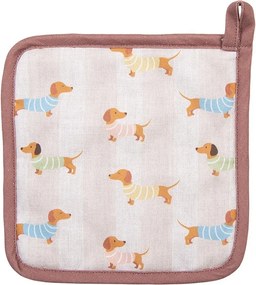 Béžová bavlněná chňapka - podložka s jezevčíky Puppy Pullover - 20*20 cm
