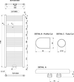 Aqualine ALYA otopné těleso rovné 400 x 1188 mm středové připojení 300 W chrom LLS308