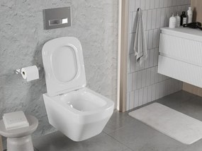 Mexen Riva WC mísa Rimless Tornado s pomalu sklápějící deskou slim, duroplast, bílý lesk - 30630200T