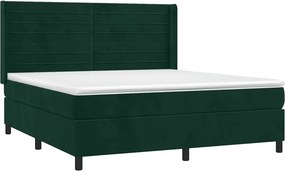 Box spring postel s matrací a LED tmavě zelená 160x200 cm samet 3139634