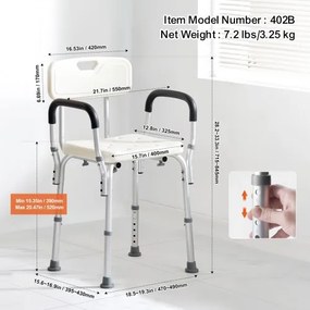 sprchové křeslo, sedátko do sprchy s opěradlem – 402B