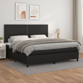 Box spring postel s matrací černá 200x200 cm umělá kůže 3142803