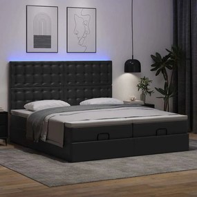 Osmanský rám postele s matrací černá 200x200cm umělá kůže 3314508