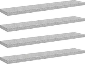 Plovoucí nástěnné police 4 ks betonově šedé 120x23,5x3,8 cm MDF 326608