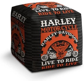 Sablio Taburet Cube Harley-Davidson Live to ride, ride to live: 40x40x40 cm